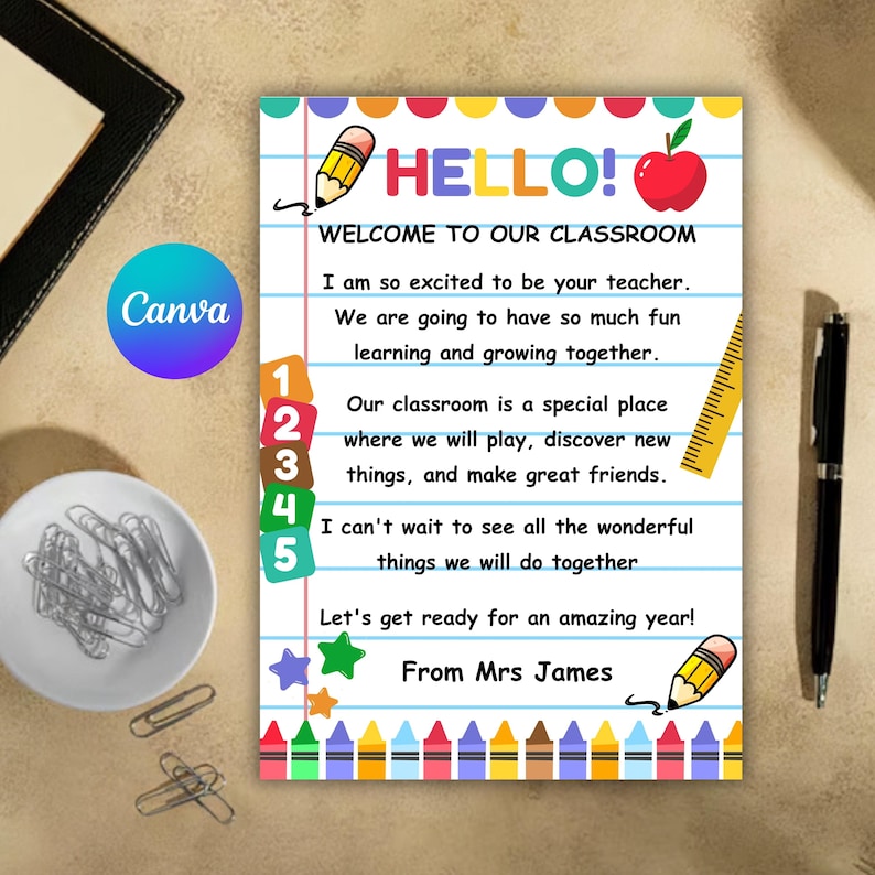 Editable Welcome Back to School Letter Template: Printable Teacher Note ...
