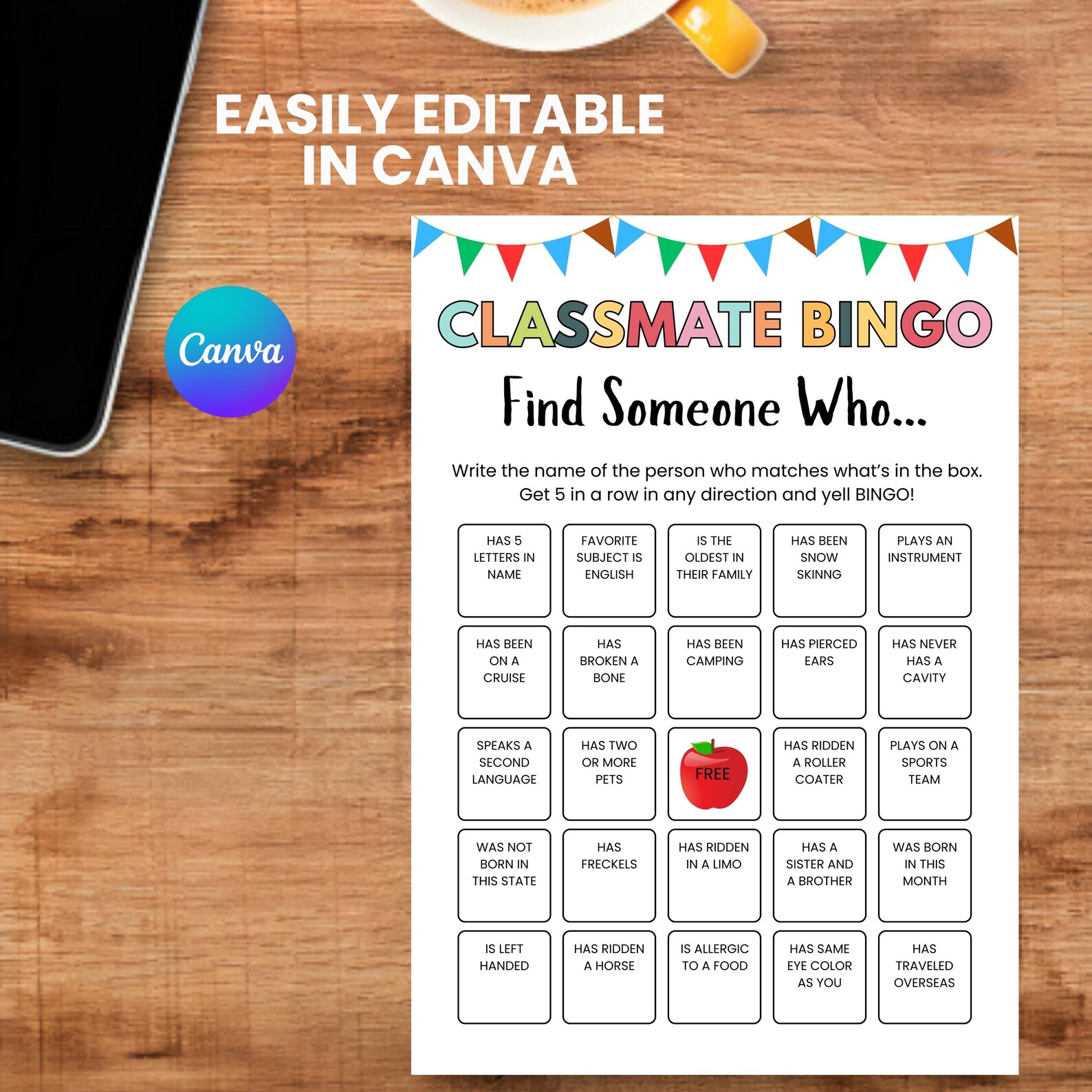 Classmate Bingo Icebreaker: Back to School Activity (editable Canva ...