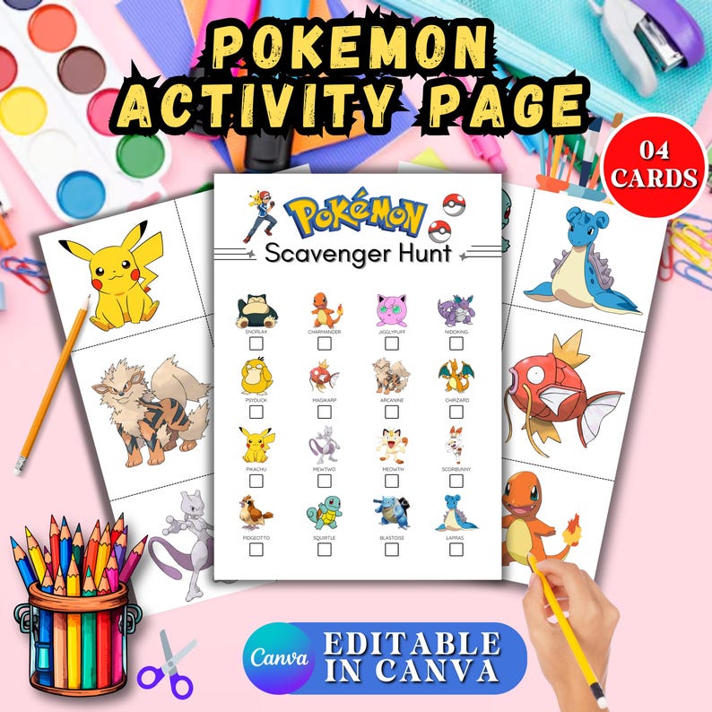 Pokemon Scavenger Hunt Printable Game: Birthday Treasure Hunt Activity ...