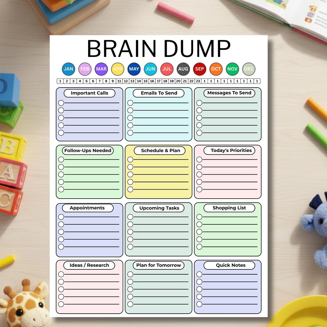 ADHD Brain Dump Printable, ADHD Planner to Do List, Daily Brain Dump ...