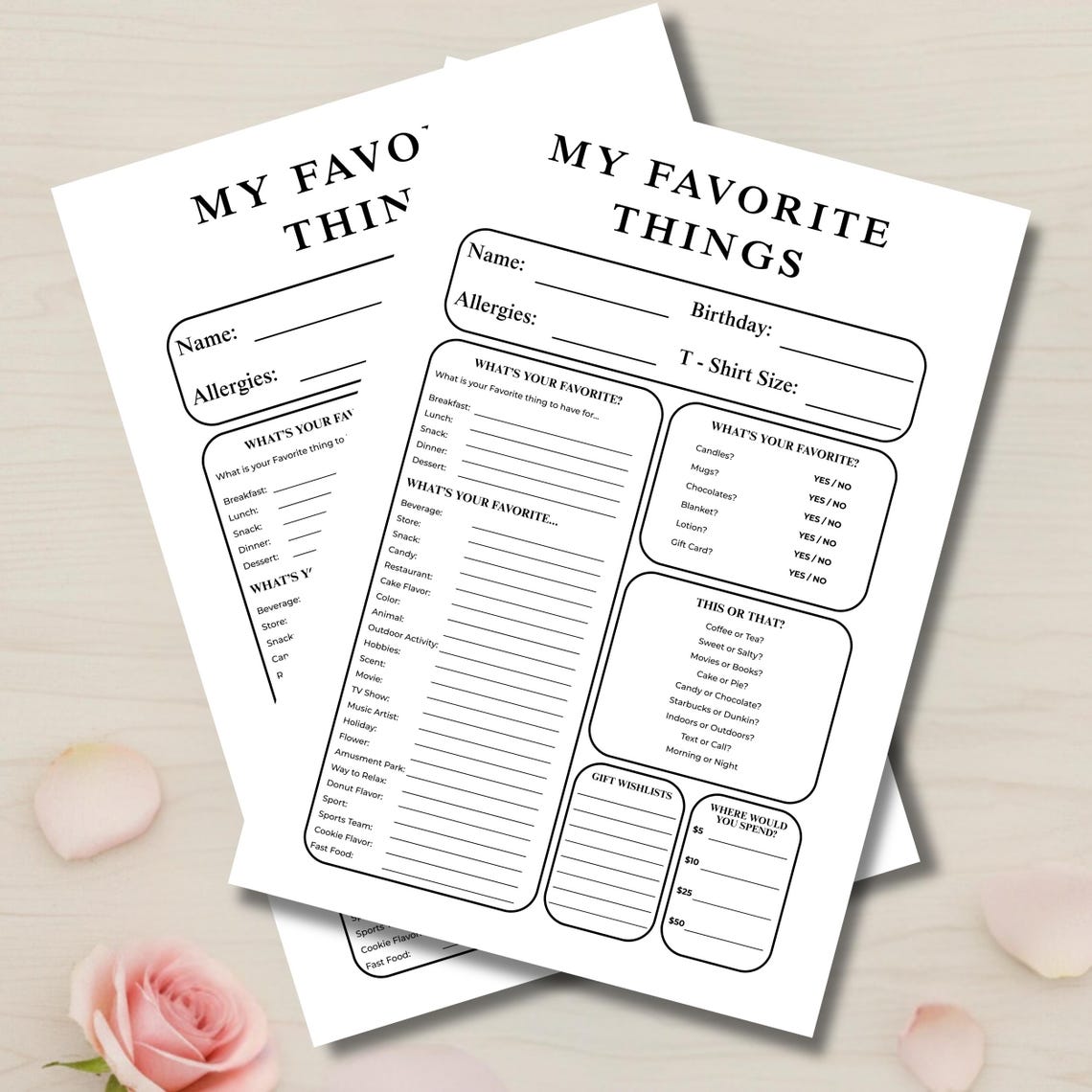 My Favorite Things Survey Printable, Employee Favorites List ...