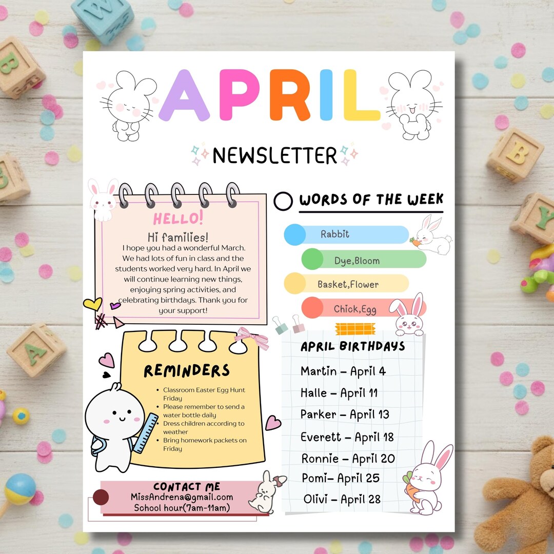 Editable Classroom Newsletter Template, Monthly School Newsletter Canva ...