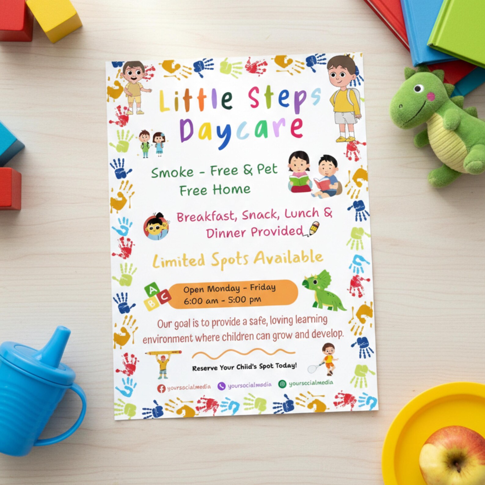 Editable Daycare Flyer Canva Template, Childcare Preschool Home Daycare ...