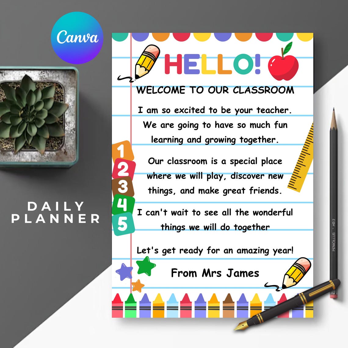 Editable Welcome Back to School Letter Template: Printable Teacher Note ...