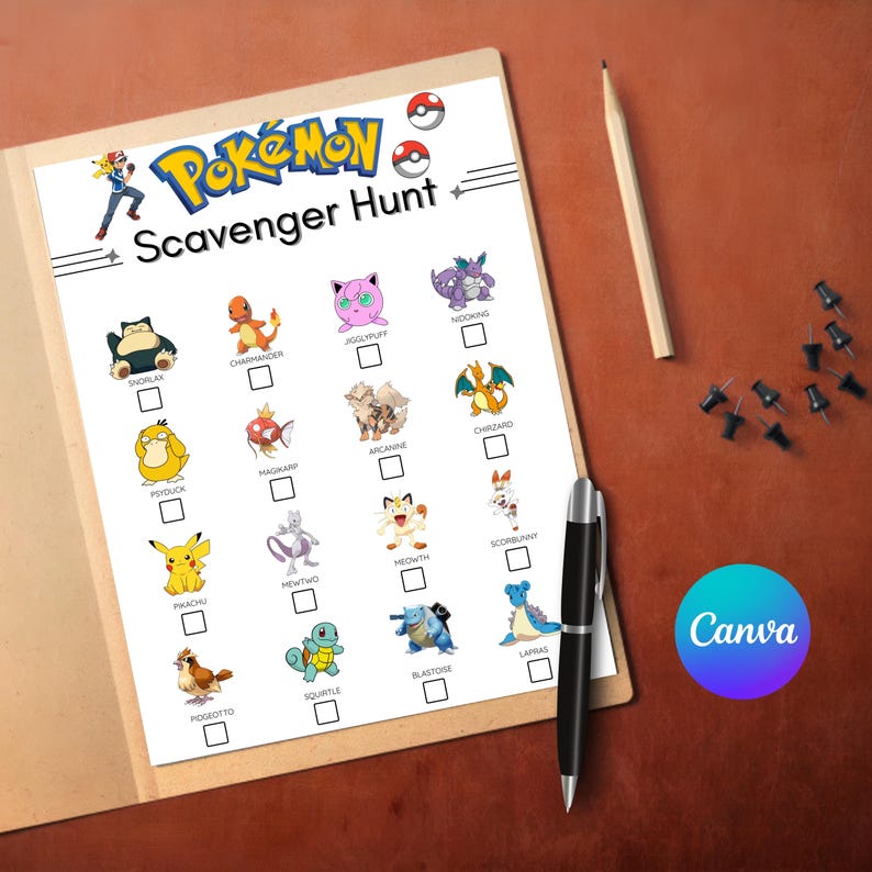 Pokemon Scavenger Hunt Printable Game: Birthday Treasure Hunt Activity ...