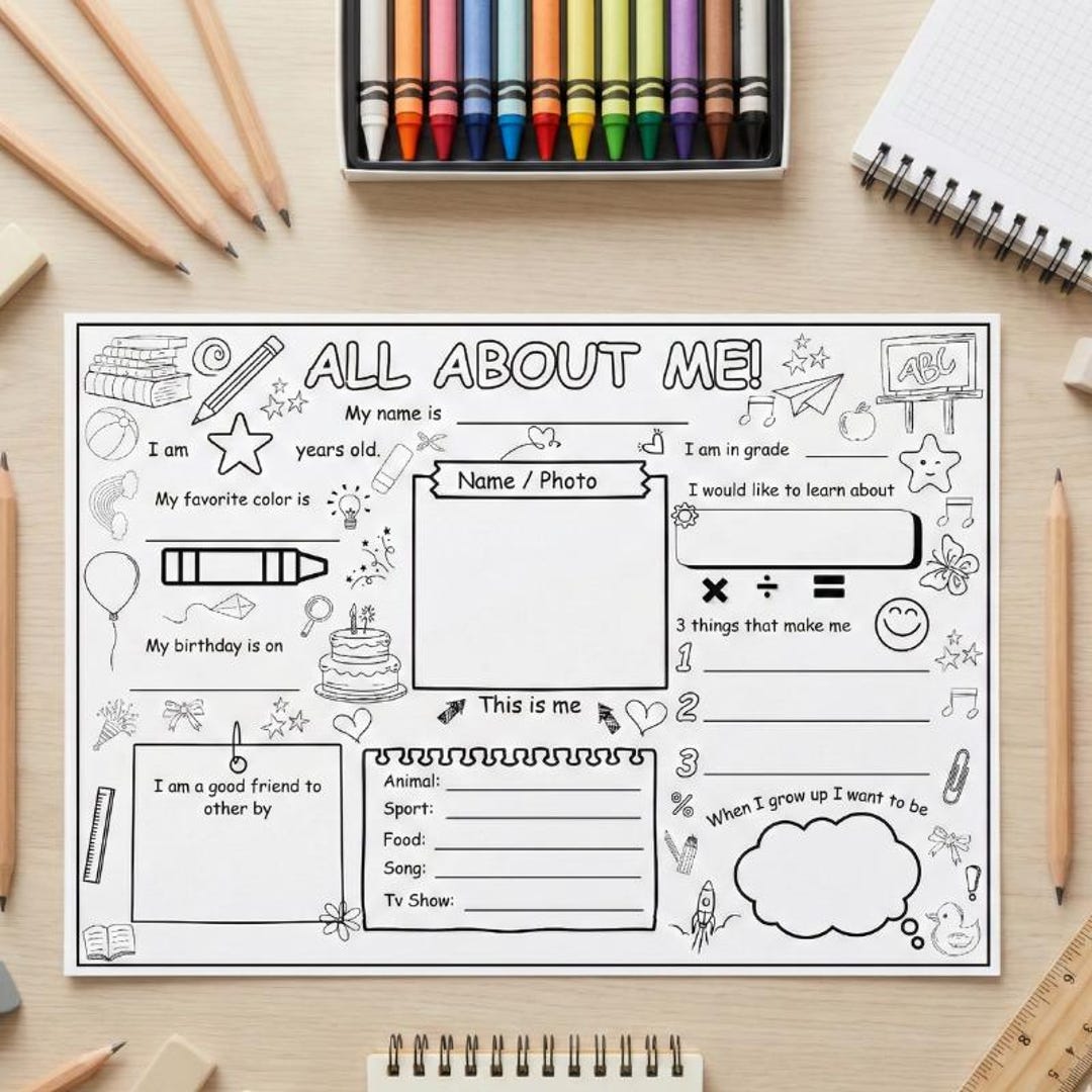 All About Me Worksheet Printable, Back to School Classroom Activity ...
