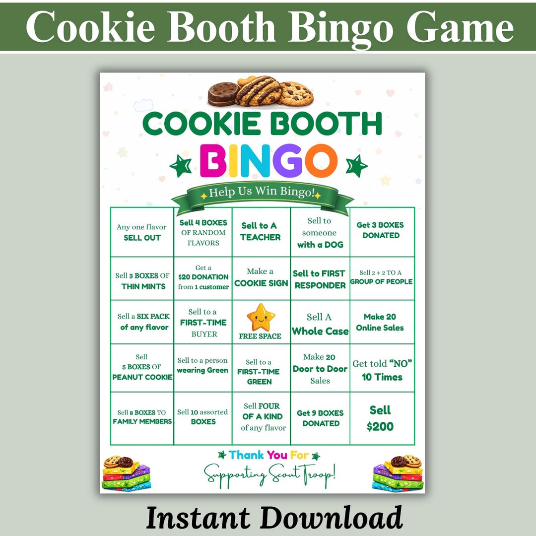 Editable Cookie Booth Bingo Game Canva Template 2026, Scout Fundraiser ...