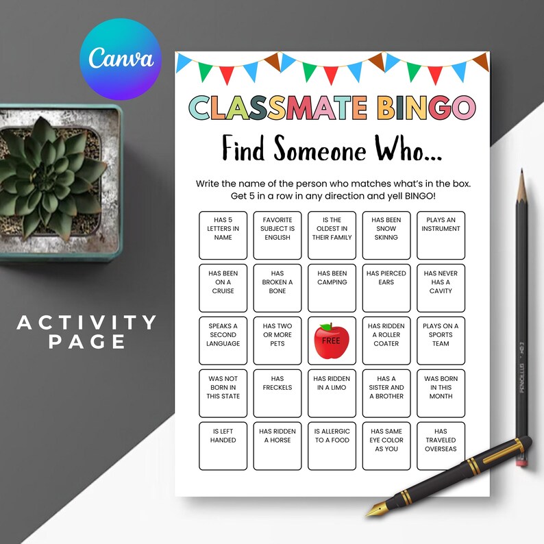 Classmate Bingo Icebreaker: Back to School Activity (editable Canva ...