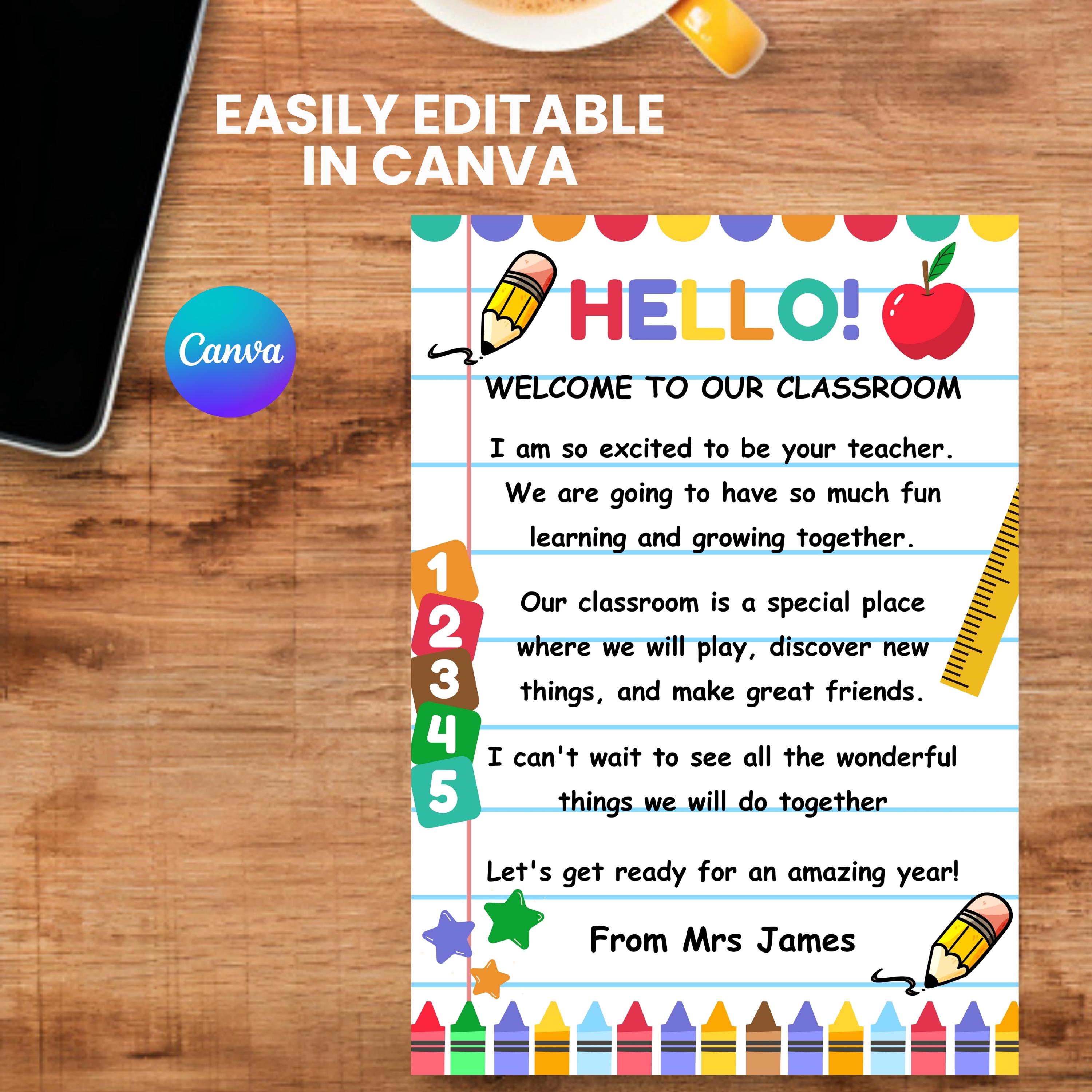Editable Welcome Back to School Letter Template: Printable Teacher Note ...
