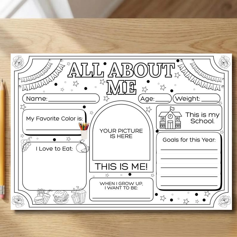 All About Me Printable Activity,back to School Printable,get to Know Me ...