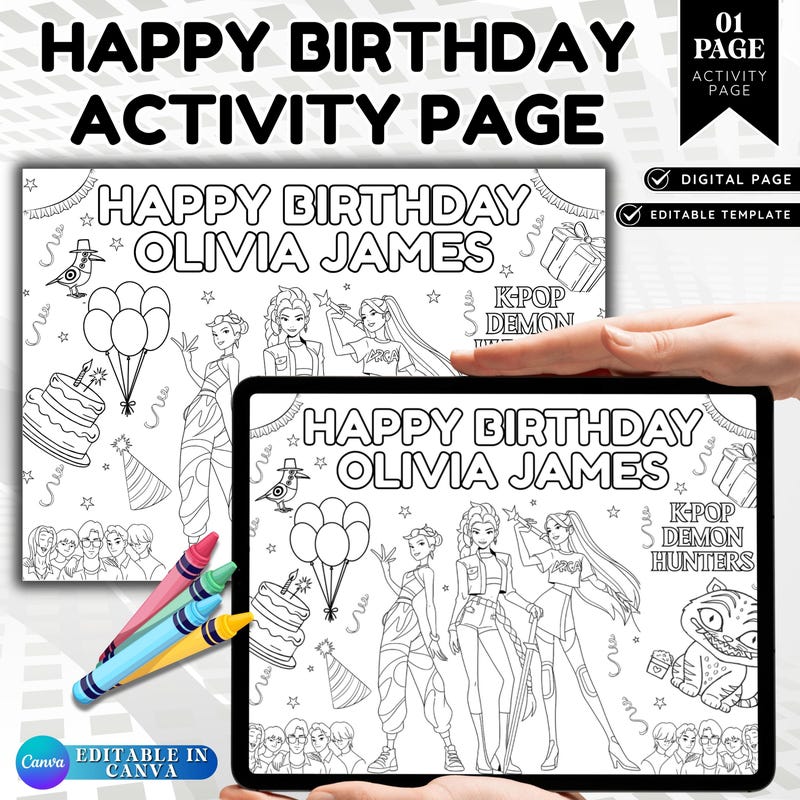 Kpop Editable Coloring - Etsy