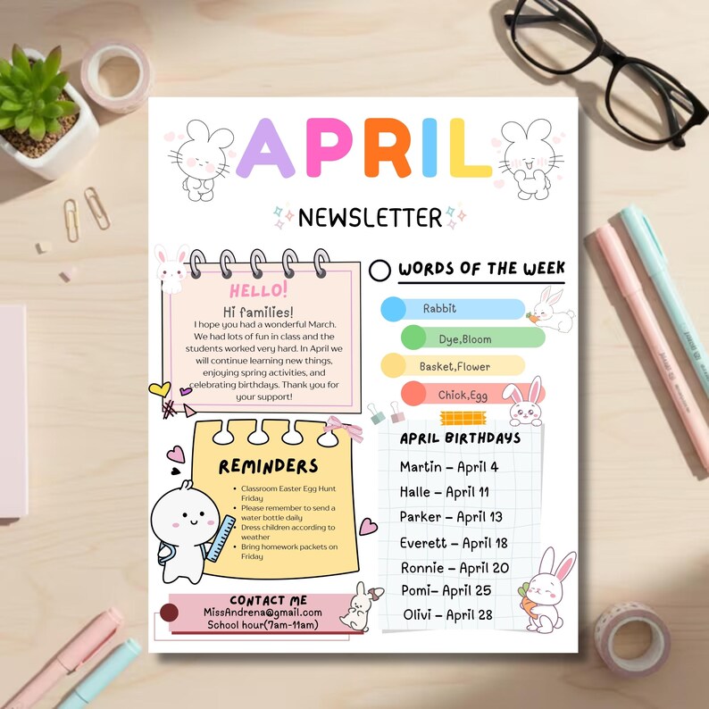 Editable Classroom Newsletter Template, Monthly School Newsletter Canva ...