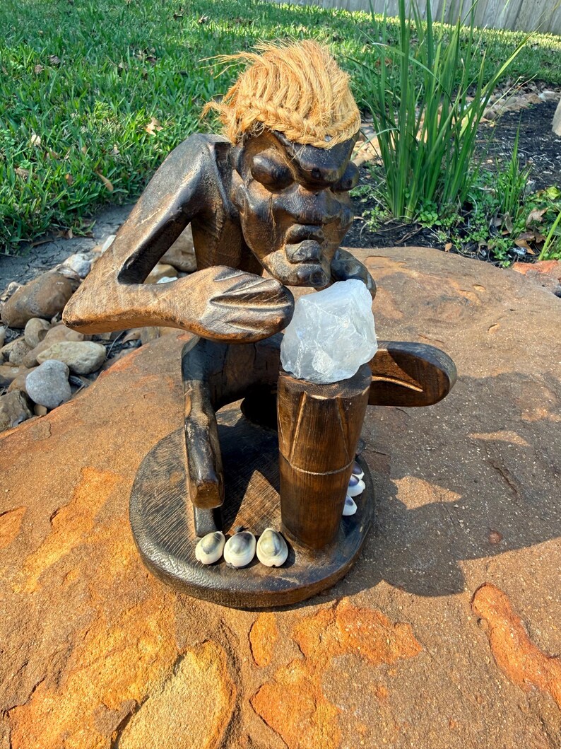 The Moon-held Conjurer of the Six Gates- Hand-carved Shadow Shaman ...