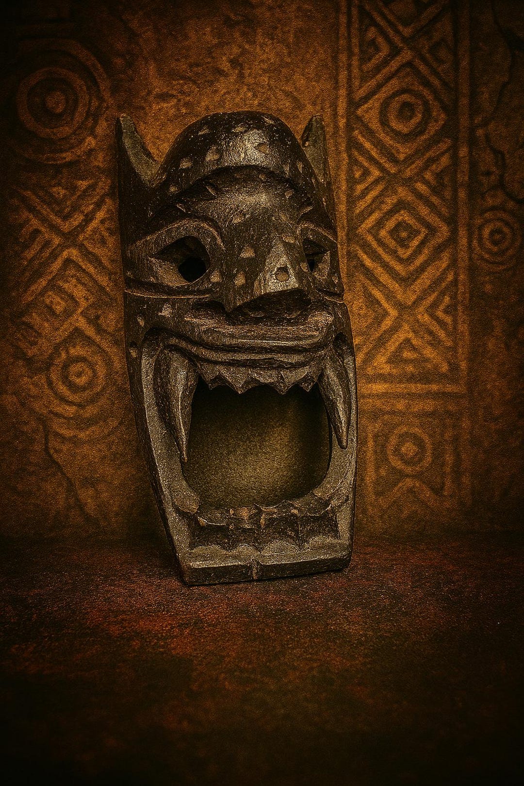 Dark Maw Mask – Hand-carved Wood Summoner Talisman - Etsy