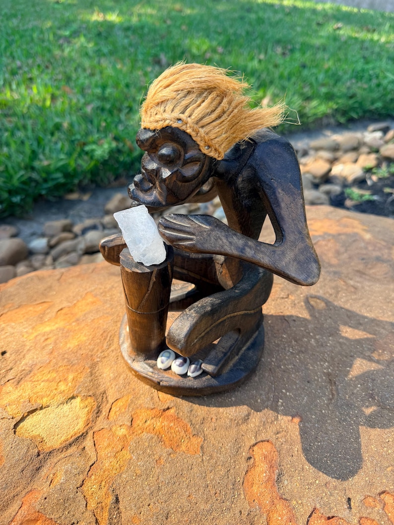 The Moon-held Conjurer of the Six Gates- Hand-carved Shadow Shaman ...