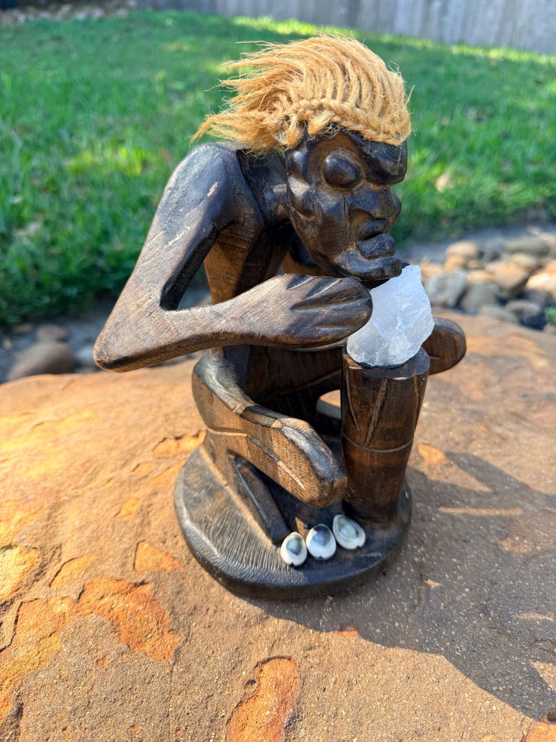 The Moon-held Conjurer of the Six Gates- Hand-carved Shadow Shaman ...