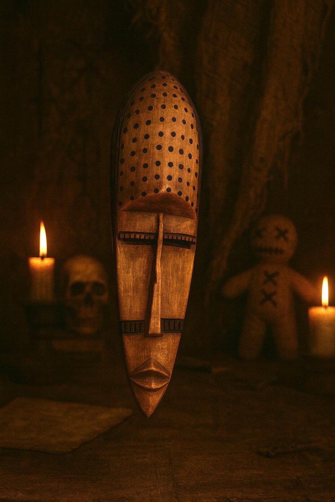 Hand Carved Wooden Ritual Mask: Watcher of Ashes - Shadow Shaman - Etsy