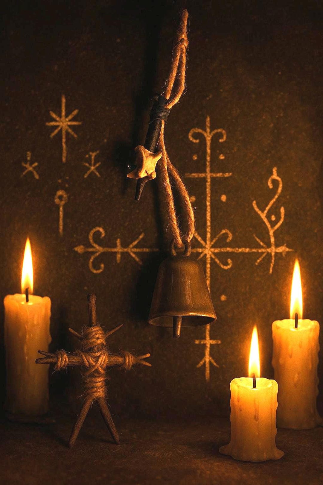 Shadow Shaman’s Voodoo Protection Bell- Bone and Nail Chime, Iron ...
