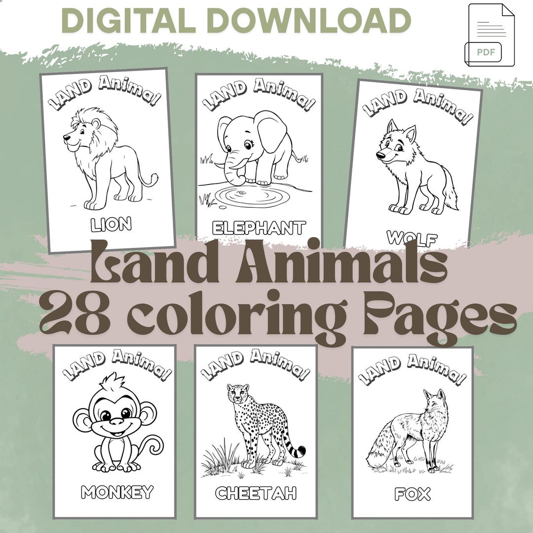 28 Printable Land Animal Coloring Pages for Kids | Fun & Educational ...