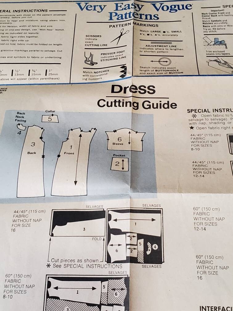 UNCUT: Vintage Vogue 8788 Pattern, Very Easy Vogue Patterns, Size 14 ...