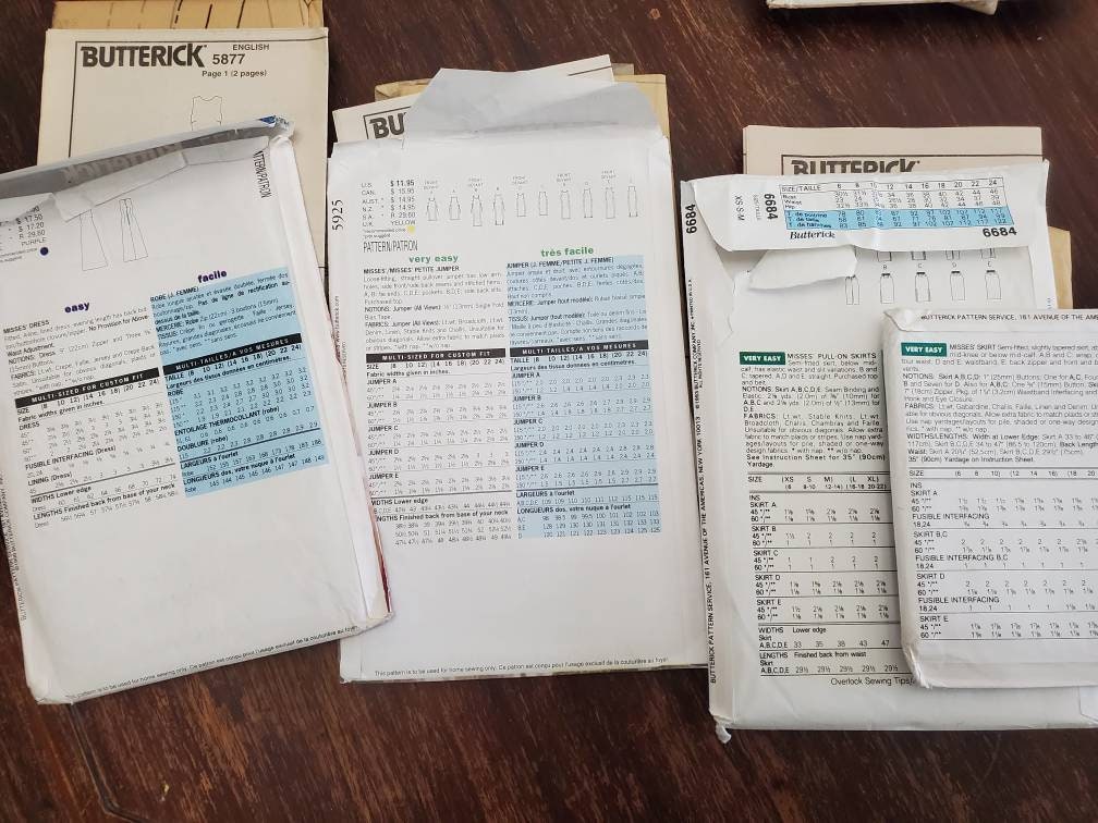 UNCUT: Butterick Patterns Butterick 4629, Butterick 4713, Butterick ...