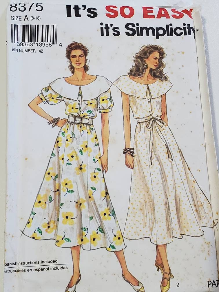 UNCUT: Simplicity 8375 Pattern, Misses'/Miss Petite Dress and Tie Belt ...