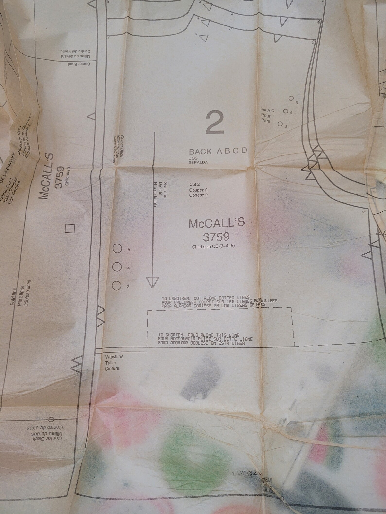 PARTIALLY CUT Mccall's 3759 Pattern Girl's Toddler Cheerleader Pattern ...