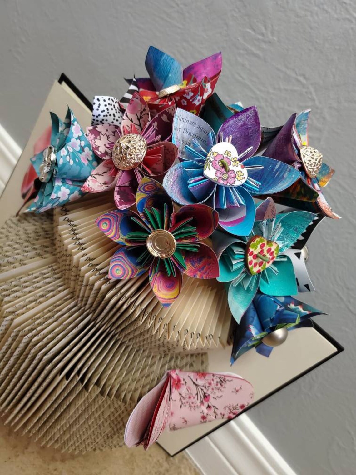 Folded Paper Flower Bouquet Anniversary Bouquet Origami | Etsy