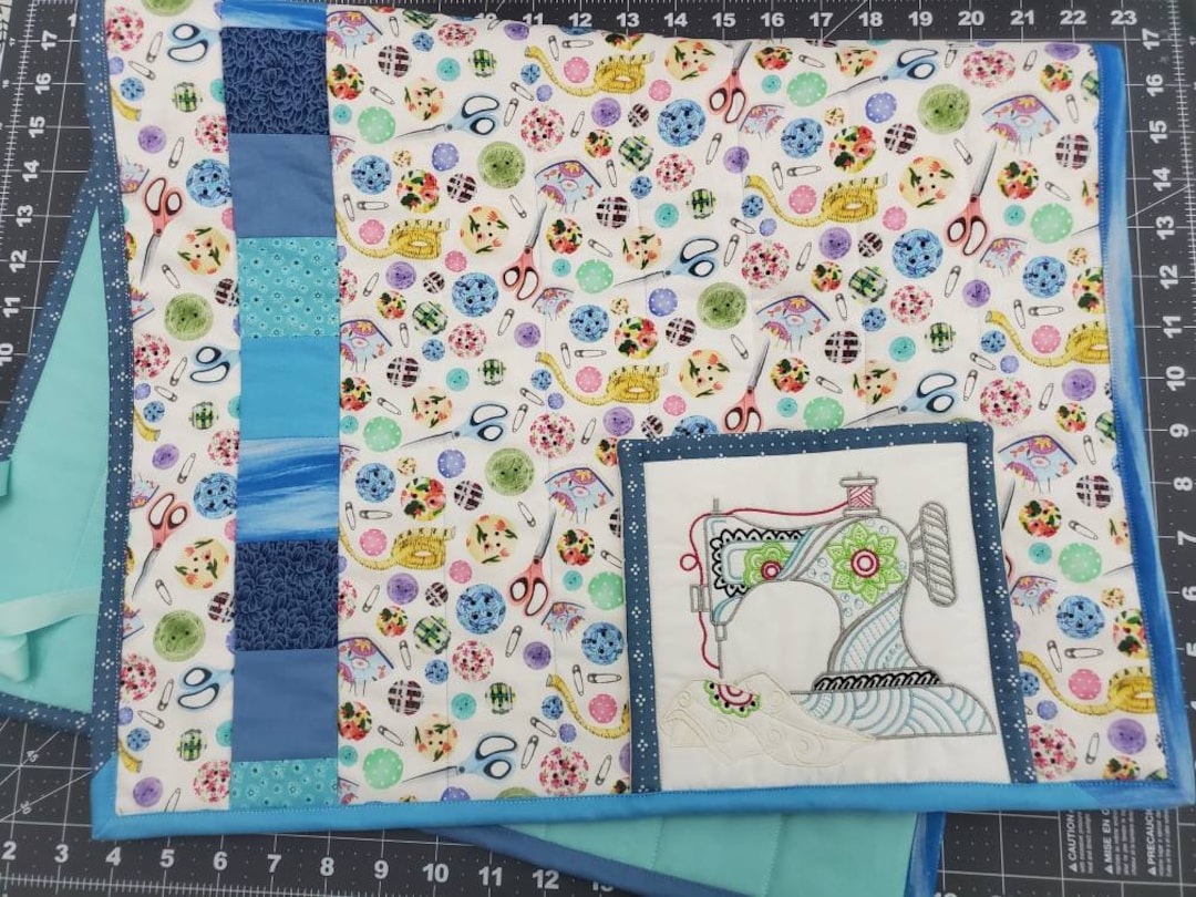 Quilted Sewing Machine Cover With Embroidered 6x6 Pocket, Dust Cover ...