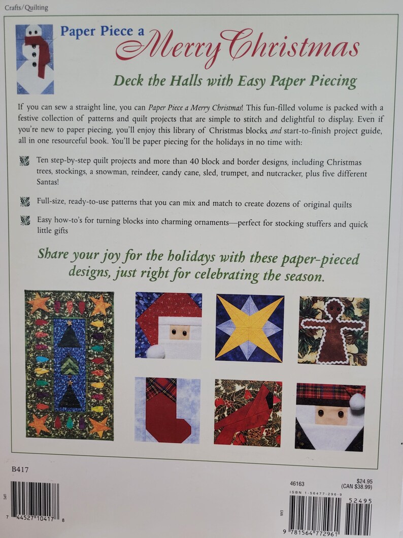 Paper Piecing a Merry Christmas Book by Jodie Davis, That Patchwork Place Book, Ruth B Mcdowell ...