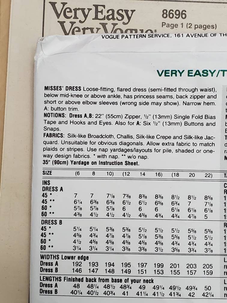 UNCUT: 90's Vogue Patterns, Vogue 7115, Vogue 7961, Vogue 8696, Vogue ...