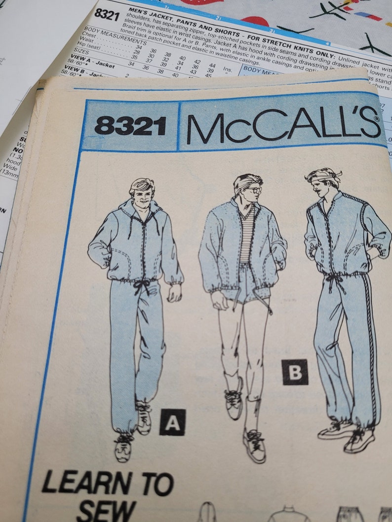 UNCUT: Mccall's 8321 Pattern. Men's Jacket, Shorts, Zip up Jacket ...