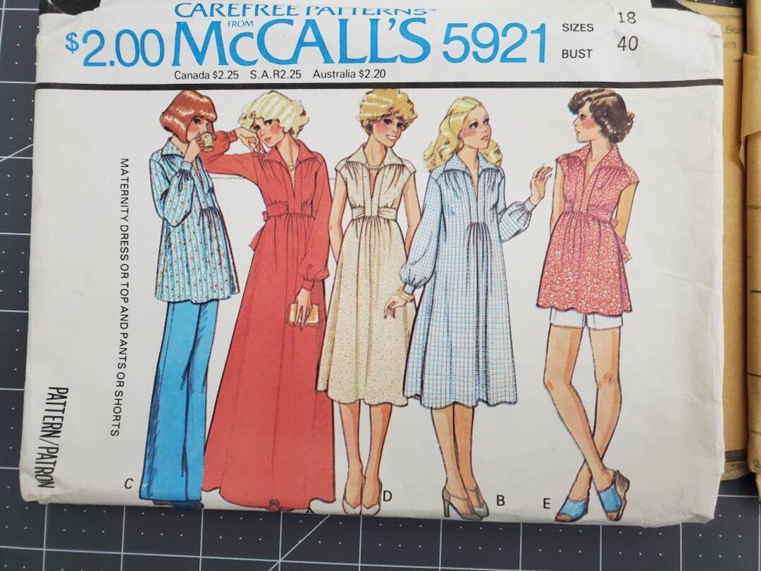 PARTIALLY CUT: Mccall's 5921 Pattern, Carefree Patterns, Maternity ...