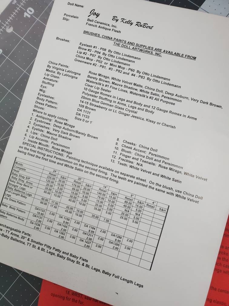 The Doll Artworks Inc Pattern DA 1131, DA 1133 / Joy Doll by Kelly ...