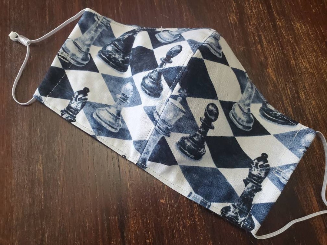 Epic Cute Chess Pieces on Chess Board Adjustable Face Masks: Standard ...
