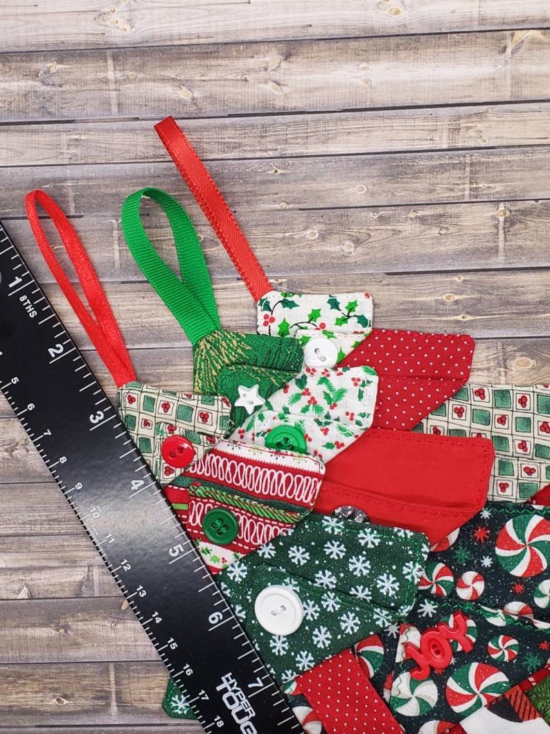 Fabric Christmas Tree Ornament Set, Cute Christmas Trees, Holiday Decor ...