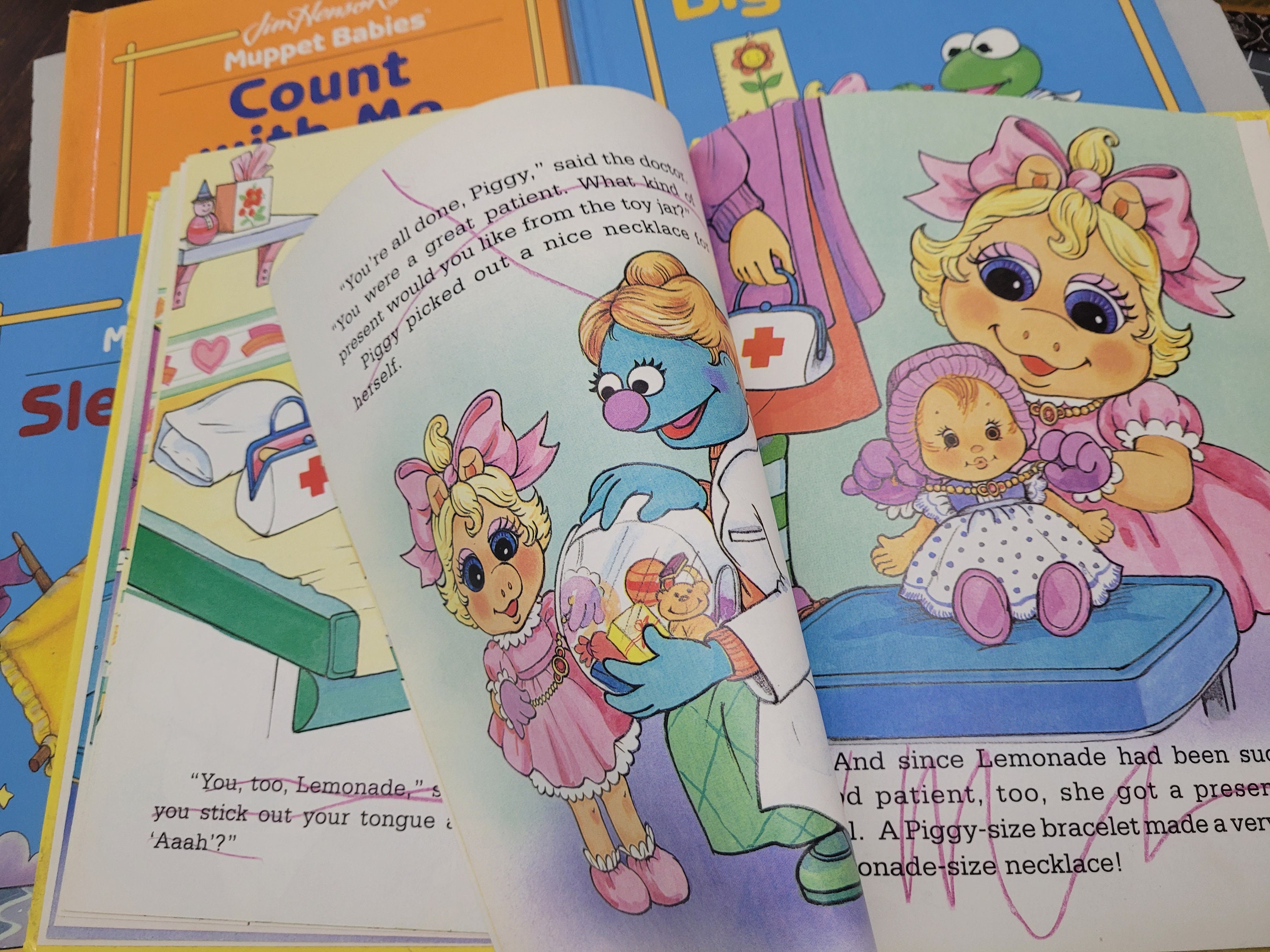 Set of 4 Jim Henson's Muppet Babies Books: Piggy Visits the Doctor, Big ...