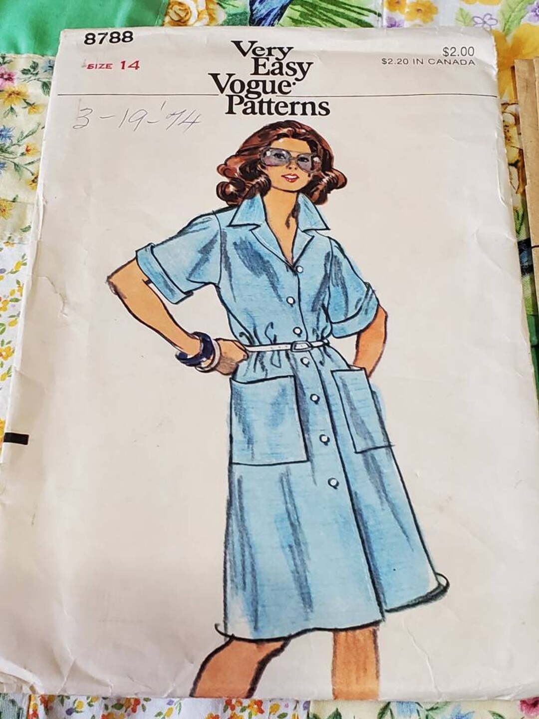UNCUT: Vintage Vogue 8788 Pattern, Very Easy Vogue Patterns, Size 14 ...