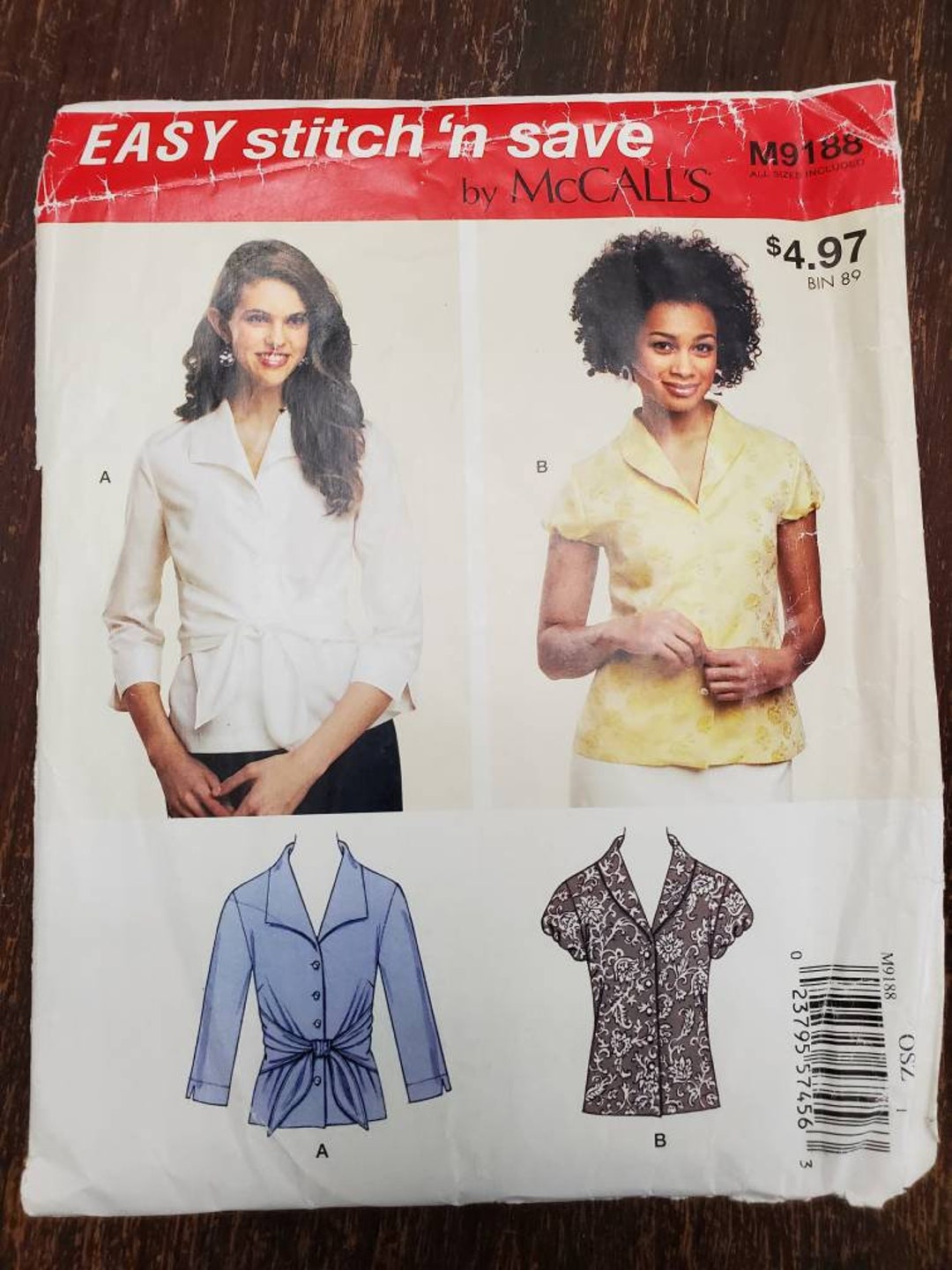 CUT: Easy Stitch 'n Save 9188 Pattern by Mccall's M9188, Misses' Blouse ...
