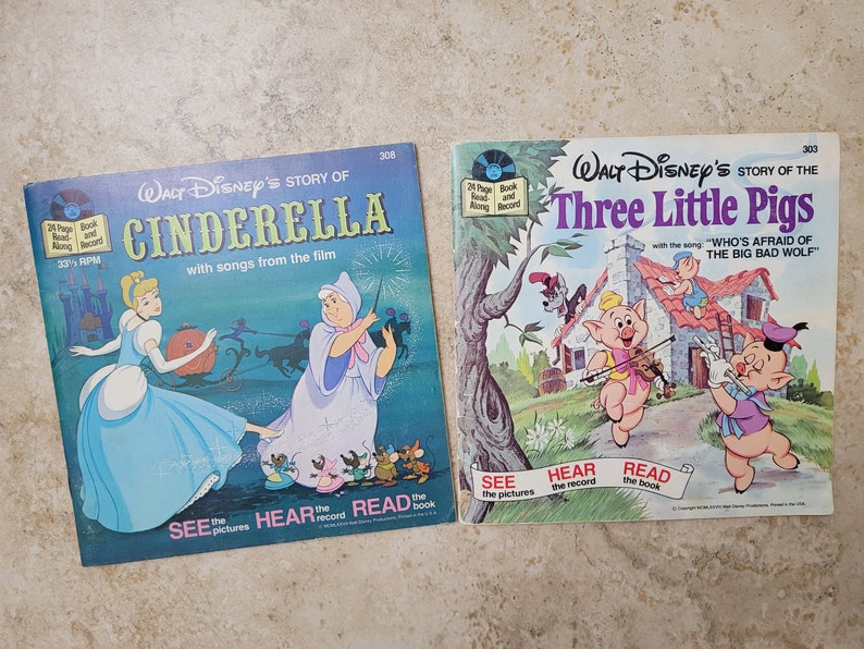 Walt Disney's Story of Cinderella Book and the Three Little Pigs Book ...