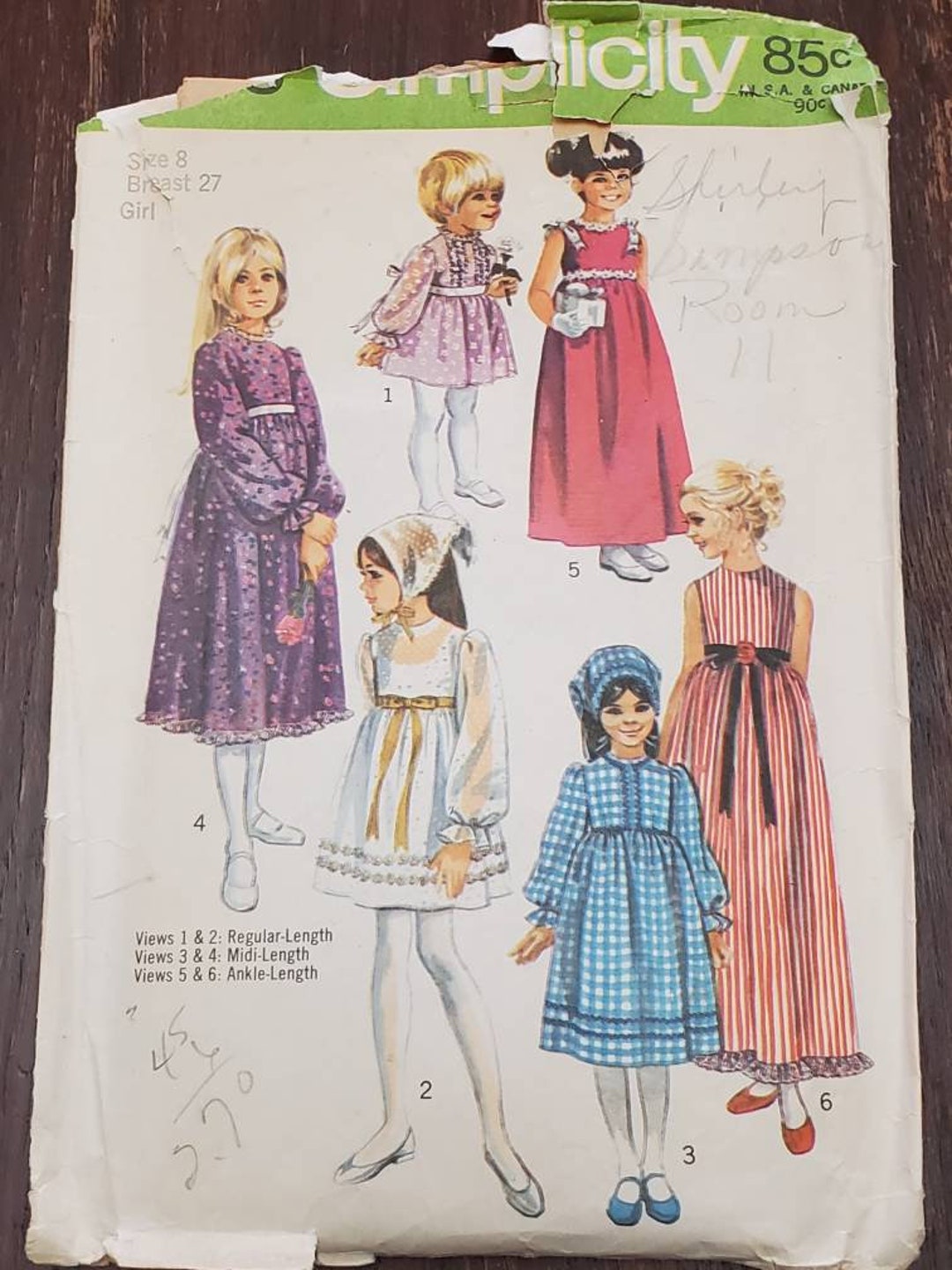 CUT: Simplicity 9133 Pattern, Child's and Girl's Dress in Three Lengths ...