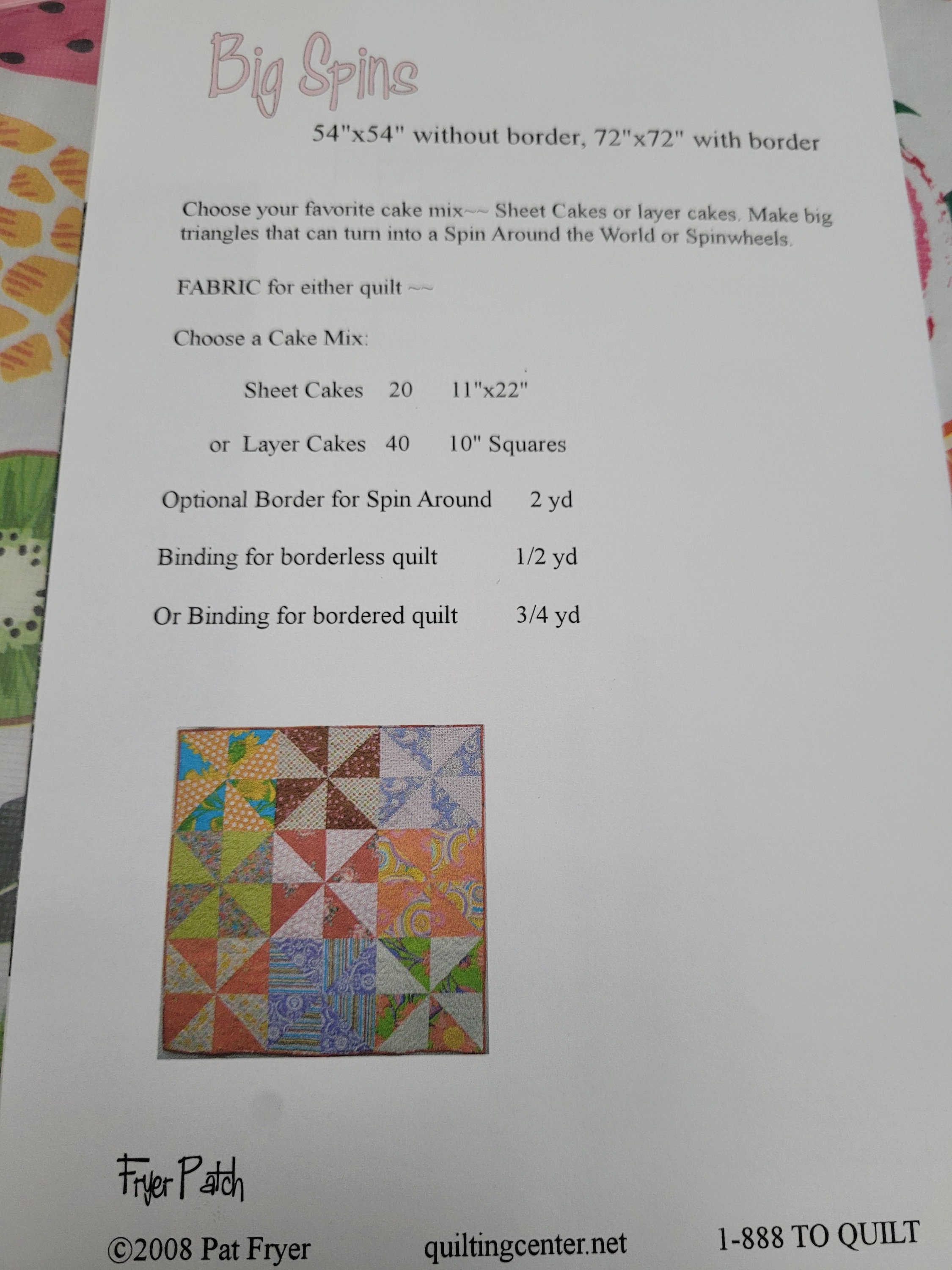 Sheet Cakes Quilt Pattern Fryer Patch Patterns Big Spins - Etsy