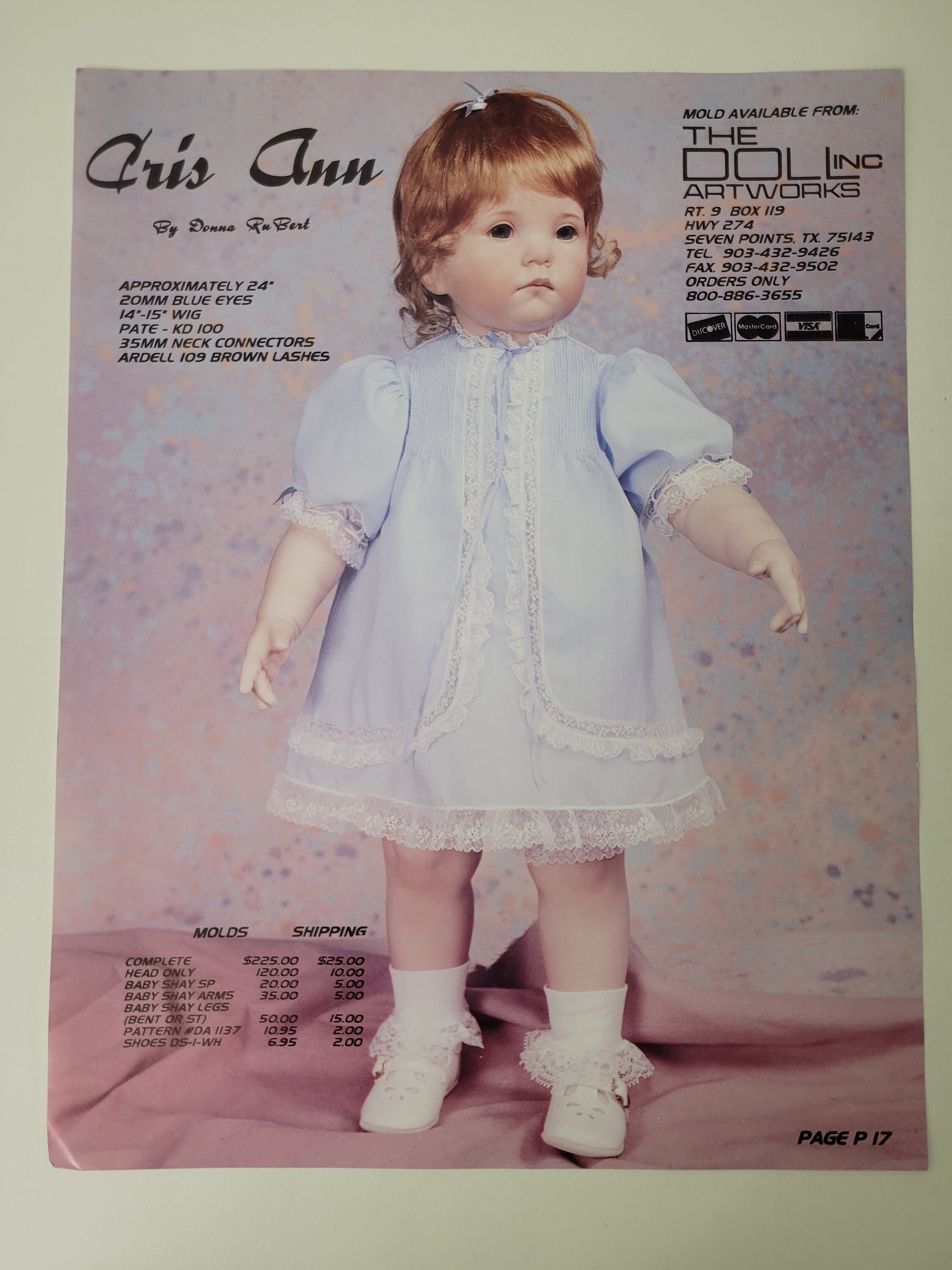The Doll Inc Artworks Pattern DA 1189 & Body Pattern DA 1211, 14" Cris ...