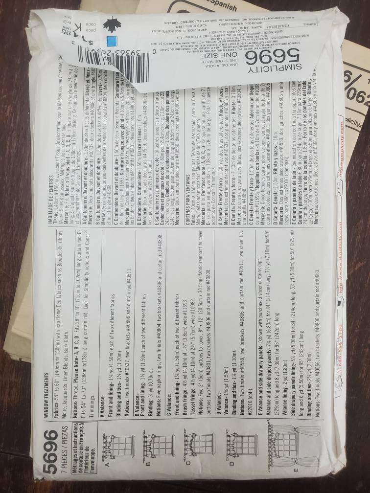 UNCUT: Simplicity 5696 / 0622 Pattern Drapery & Valance - Etsy