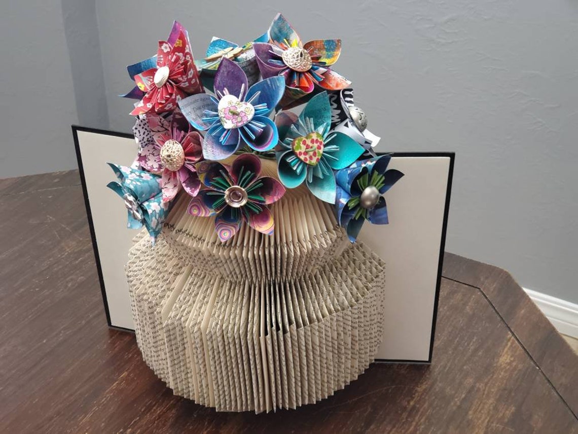 Folded Paper Flower Bouquet Anniversary Bouquet Origami - Etsy