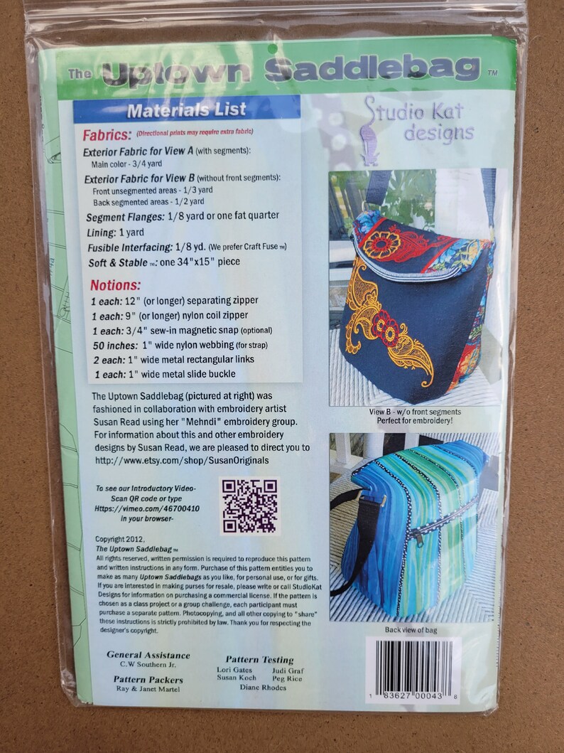 Studio Kat Designs Bag Patterns: UNCUT Uptown Saddlebag Pattern, CUT the Flaptastic Bag Pattern ...