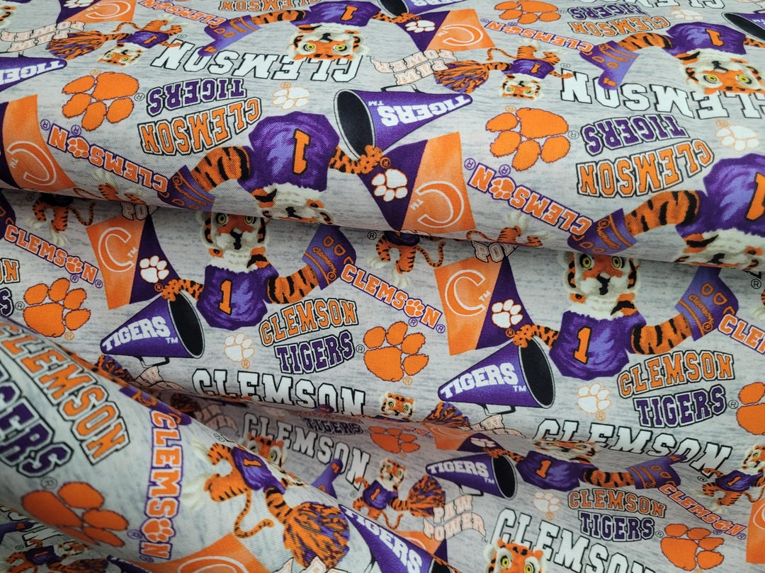 Clemson Tigers, Team Spirit Fabric, Paw Power, 100% Cotton Fabric, Team ...