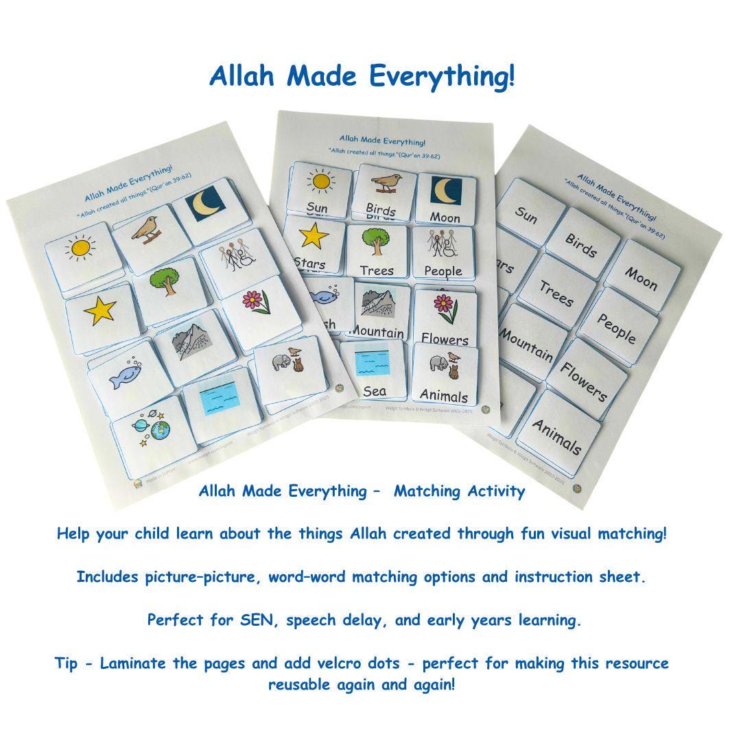 Allah Made Everything – Islamic SEN Worksheets | Widgit Inprint Symbols ...