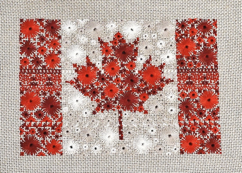Cross-stitch Pattern of the Canadian Flag - Starburst Flag of Canada - Etsy