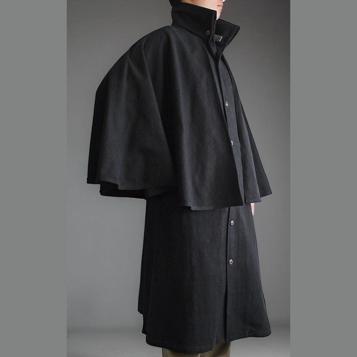 Men's Black Wool Inverness Cape Coat Silk Lining, Inverness Duster - Etsy